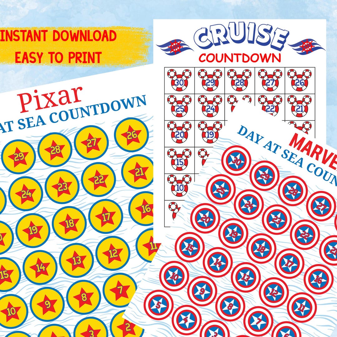 Disney Cruise Countdown Bundle Printable | Marvel, Pixar & Classic 30 ...