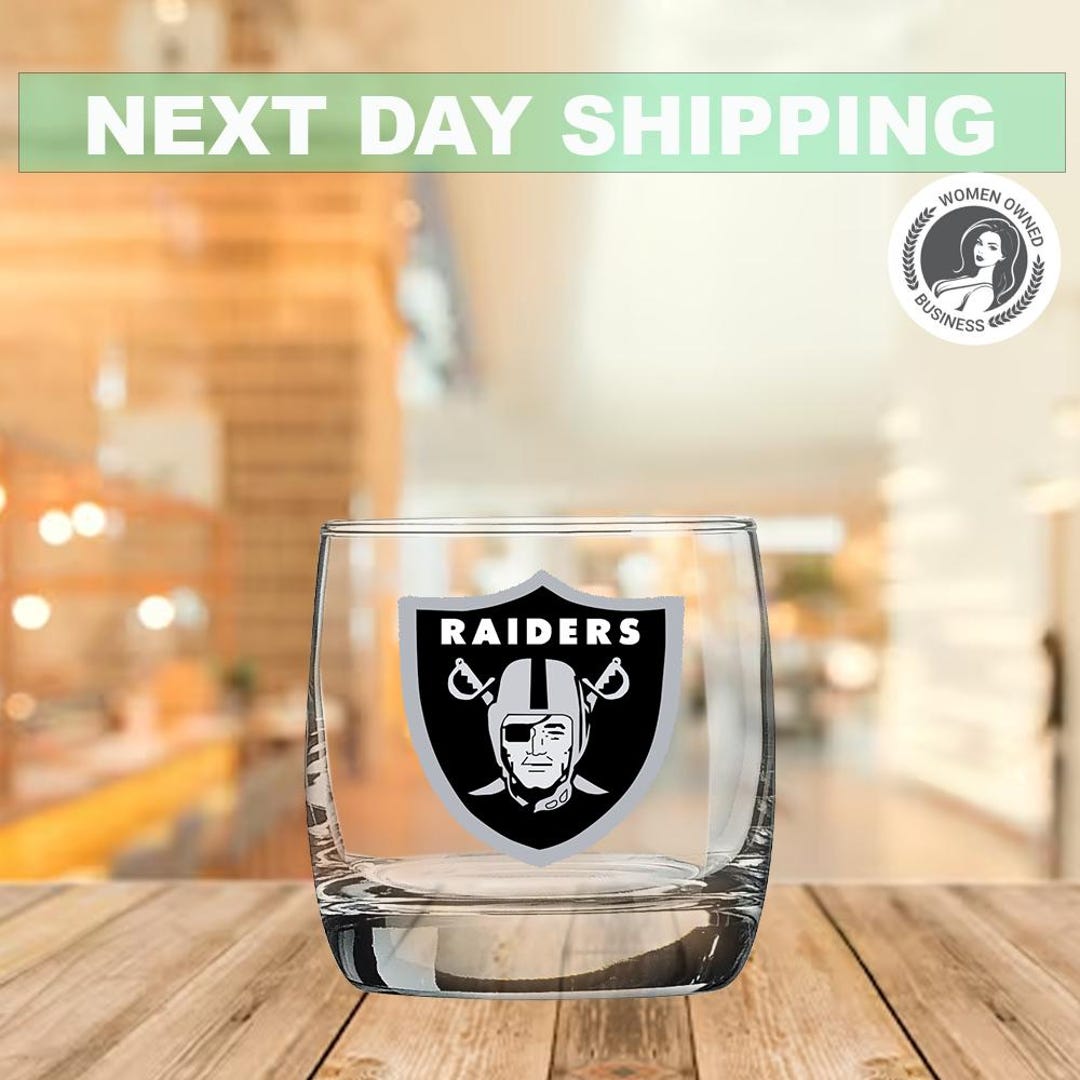 Las Vegas Raiders Whiskey Glass | NFL Team Rocks Glass, Football ...