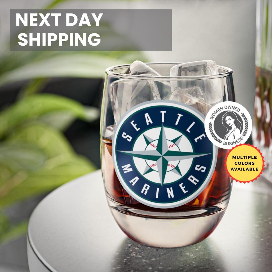 Seattle Mariners Whiskey Glass | MLB Team Rocks Glass, Baseball Barware ...