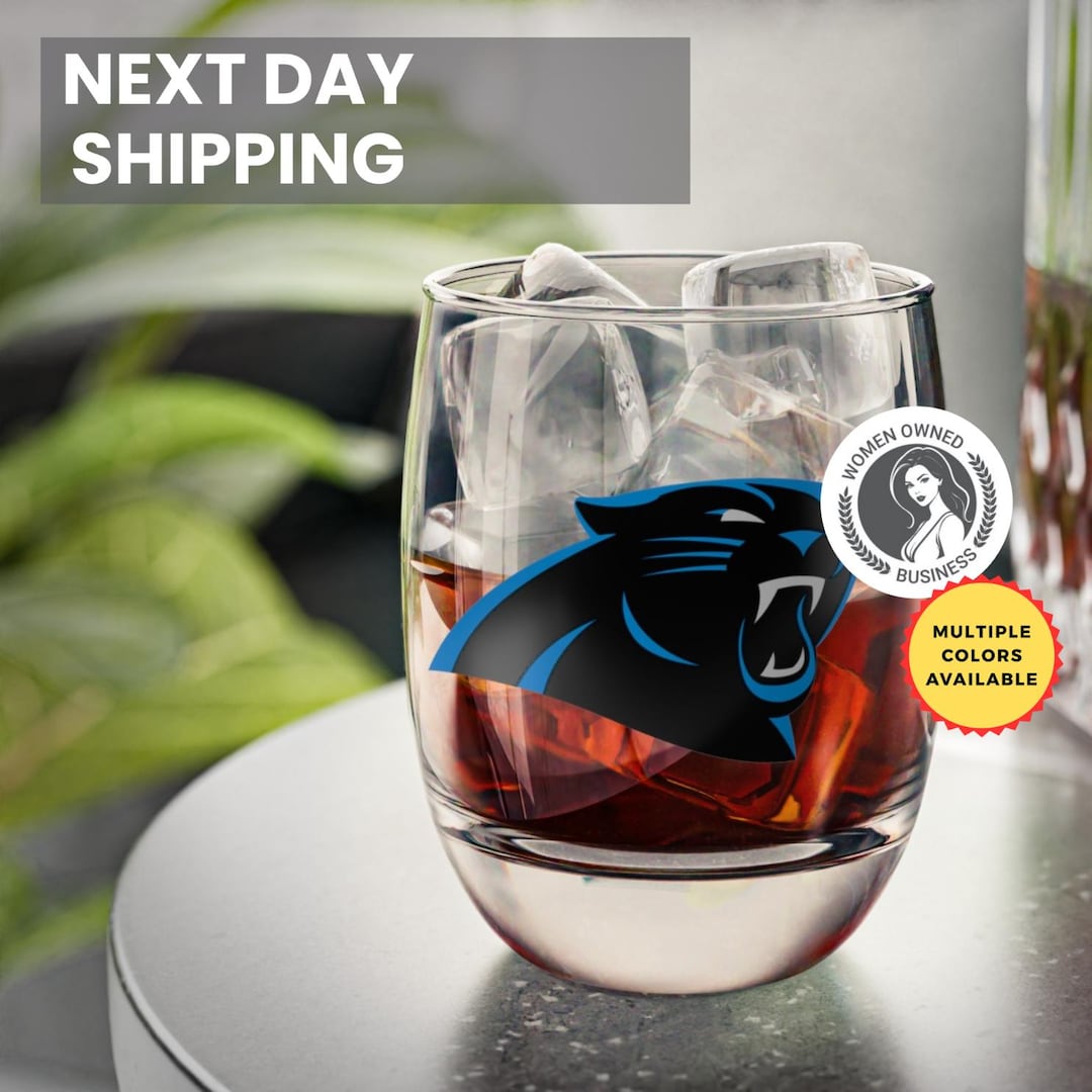 Carolina Panthers Whiskey Glass | NFL Team Rocks Glass, Football ...