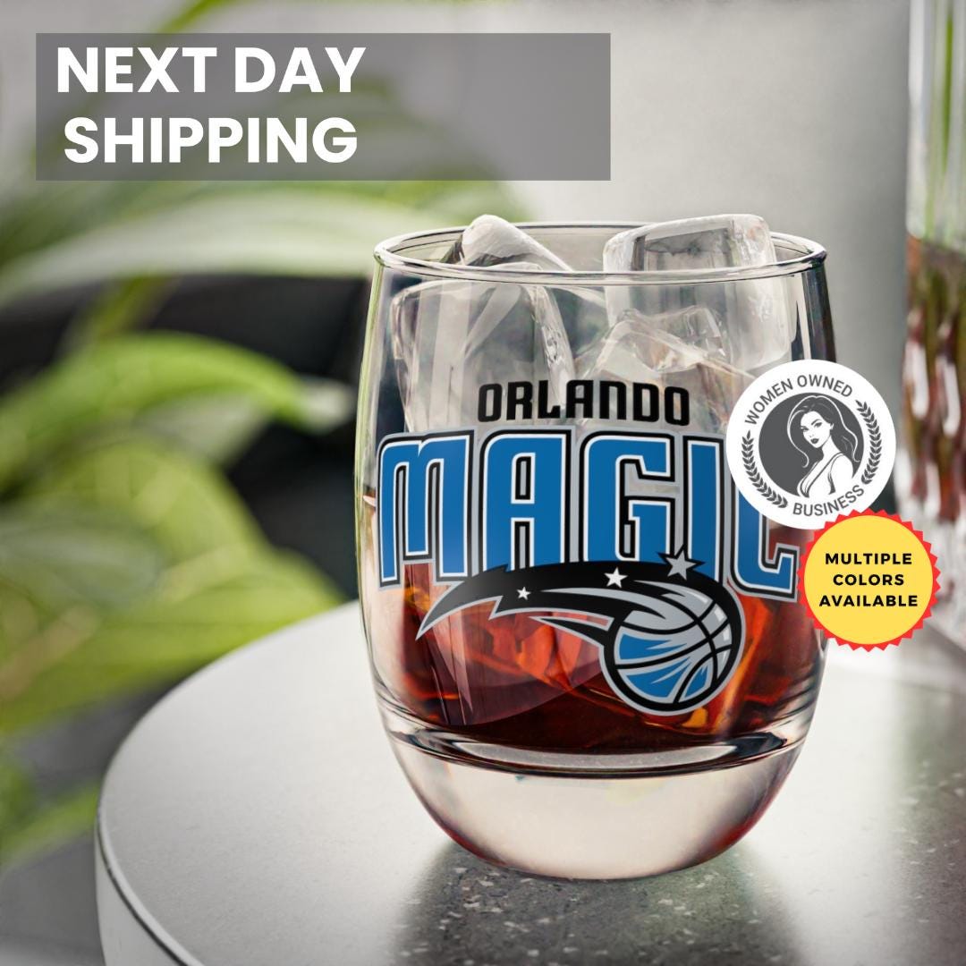 Orlando Magic Whiskey Glass | NBA Team Rocks Glass, Basketball Barware ...