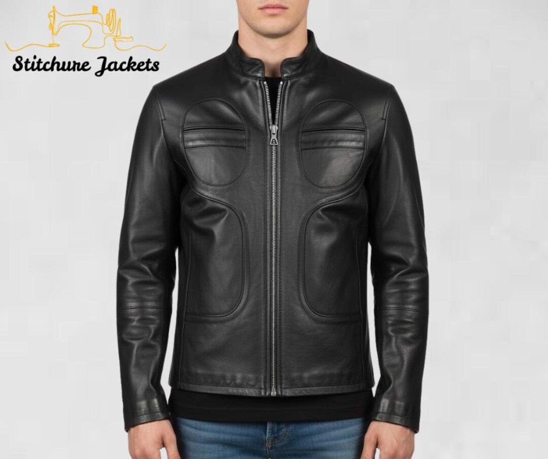 Men's Premium Black Biker Leather Jacket – Slim Fit Motorcycle Riding ...