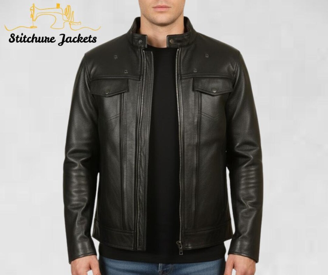 Men’s High-end Utility Cruiser Jacket – Multi-pocket Vented Leather ...