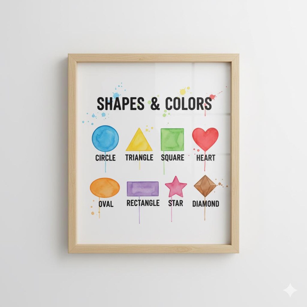 Watercolor Shapes & Colors Nursery Print: Educational Kids Wall Art ...