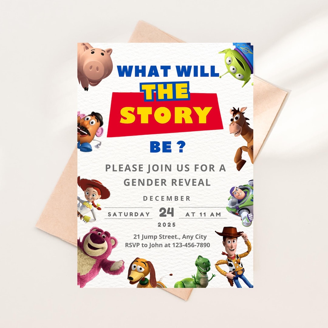 Toy Story Gender Reveal Invitation: What Will Baby Be ? Gender Reveal ...