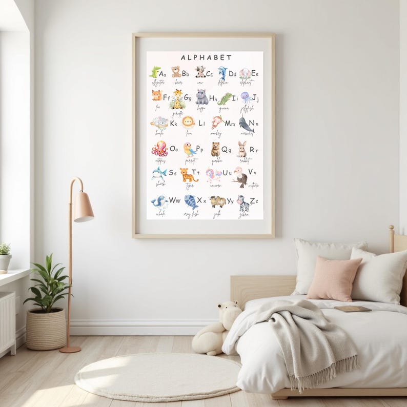 Animal ABC Poster: Kids Alphabet Wall Art - Nursery & Playroom Decor ...