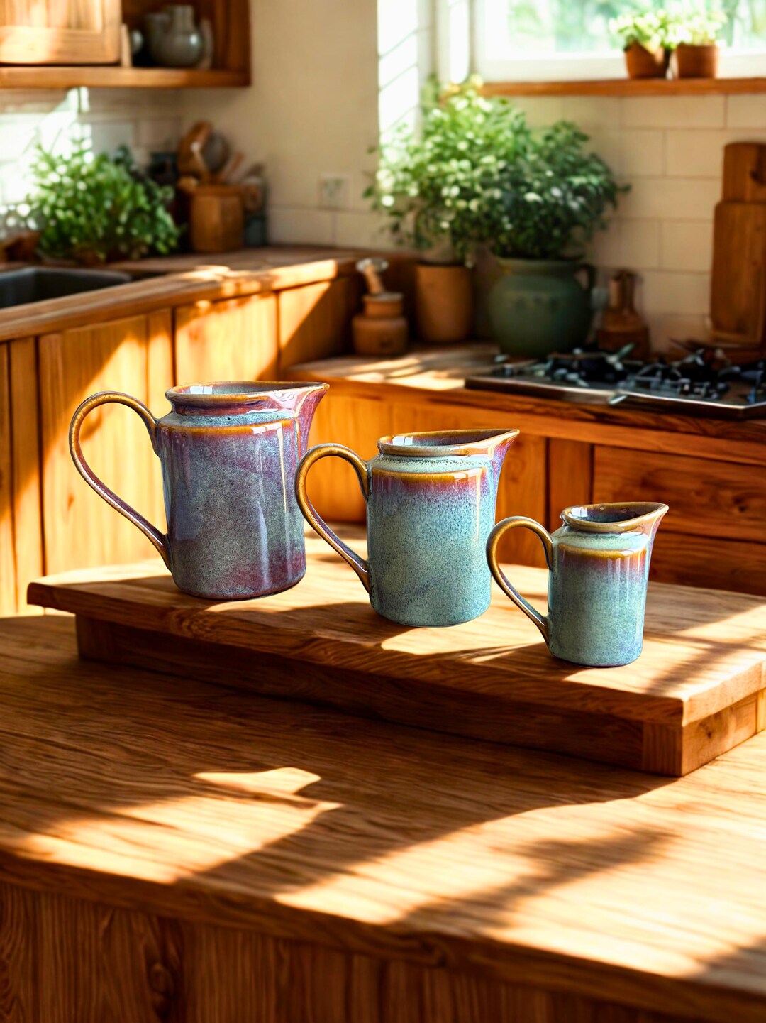 Twilight Blue Handcrafted Ceramic Pitcher & Creamer Set – 3-piece ...