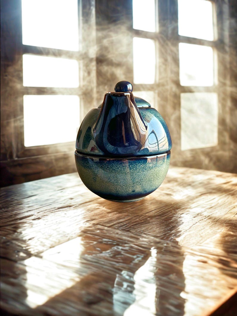 Blue Ocean Ceramic Tea-for-one Set – Handcrafted Pottery Teapot & Cup ...
