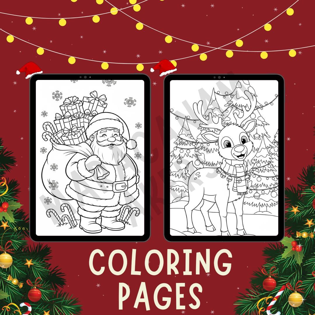 100 Page Christmas Coloring Book | Cute Holiday Printables for Kids ...