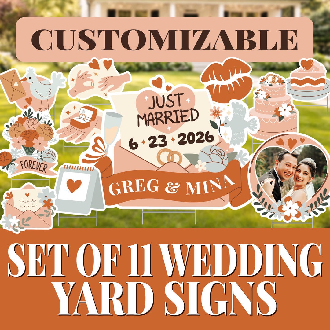 Custom Wedding Yard Signs With Names, Date, and Photo – Personalized ...