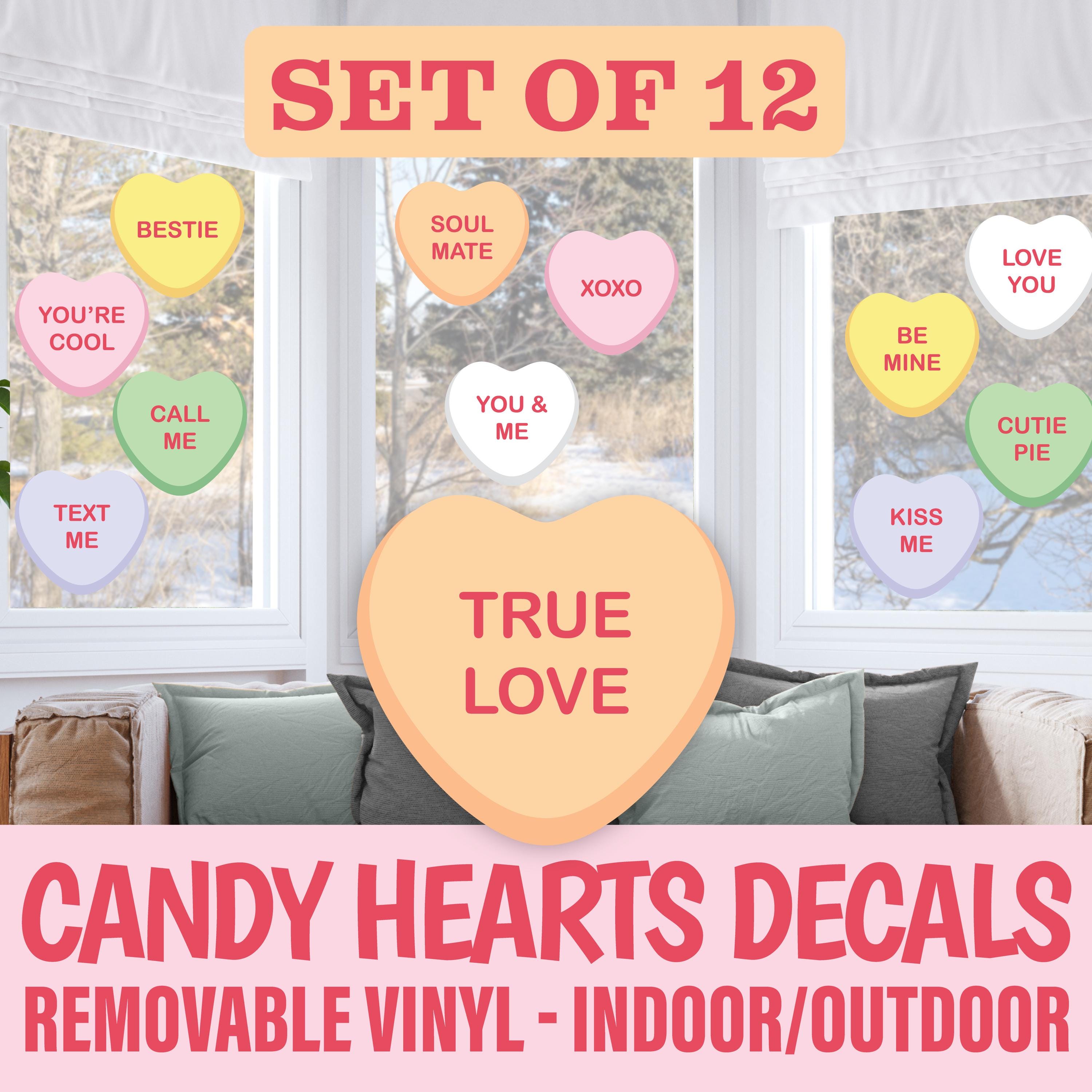 Conversation Hearts Window Decoration Set – Removable Vinyl Decals for ...