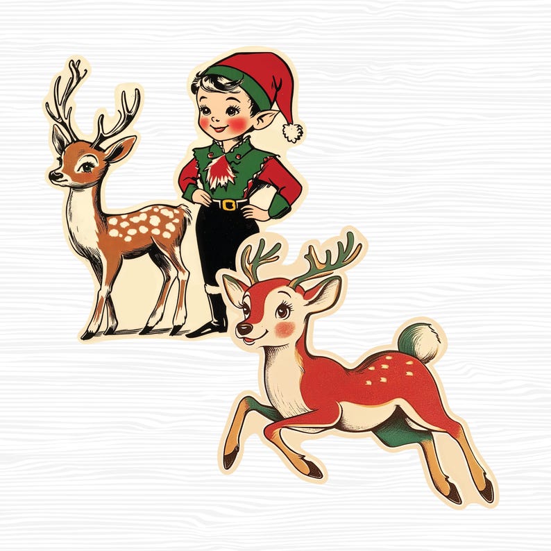 Retro Christmas Yard Sign Set - Vintage Style Outdoor Holiday ...