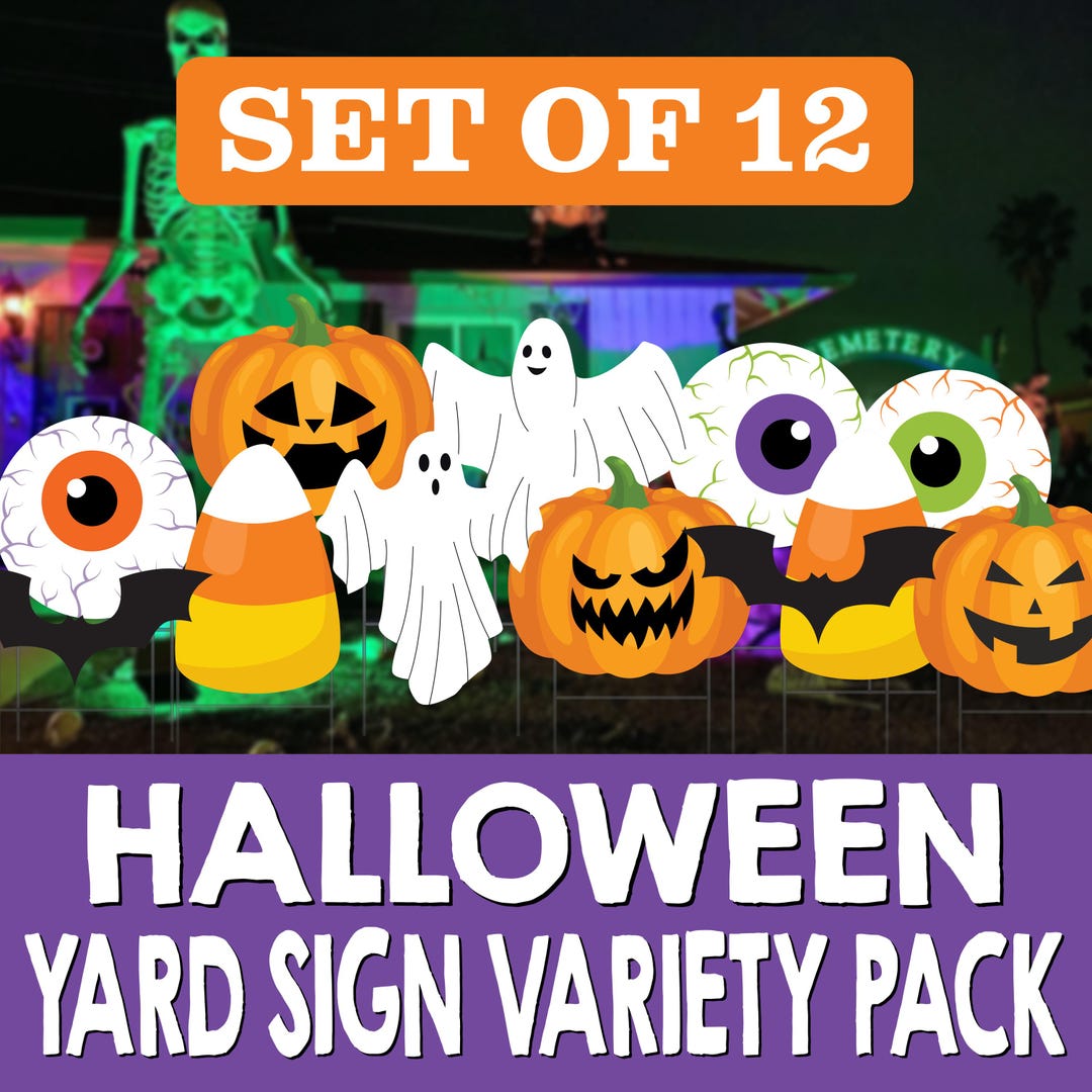 Halloween Yard Sign Variety Pack - Festive Outdoor Lawn Decor - Set of ...