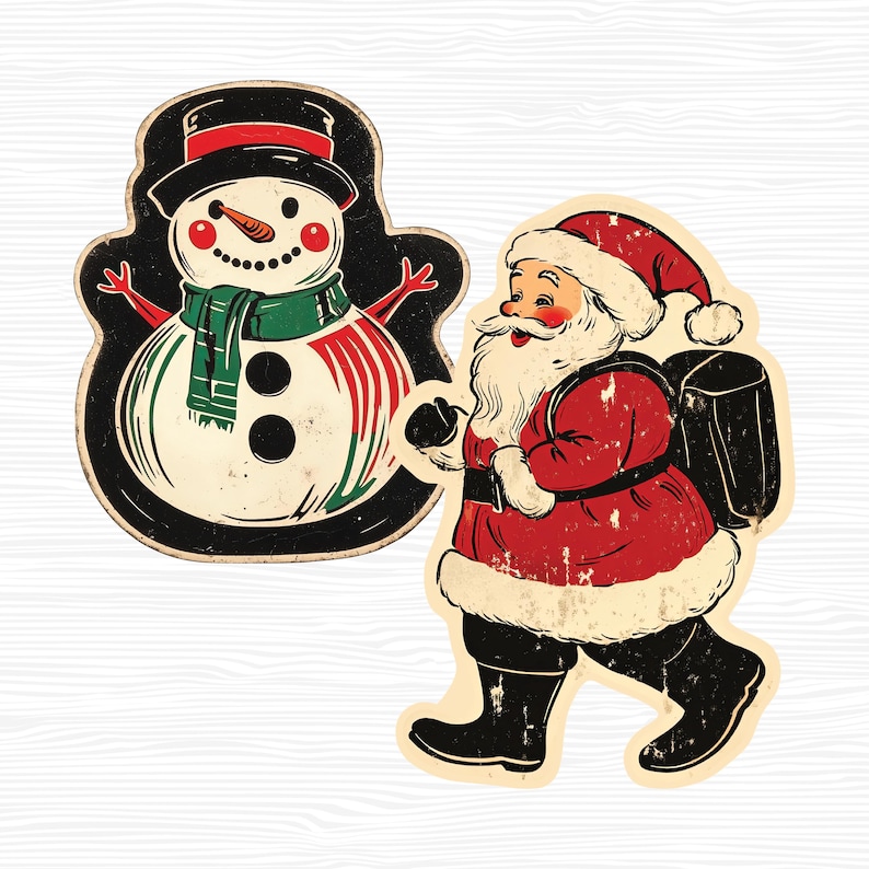 Retro Christmas Yard Sign Set - Vintage Style Outdoor Holiday ...