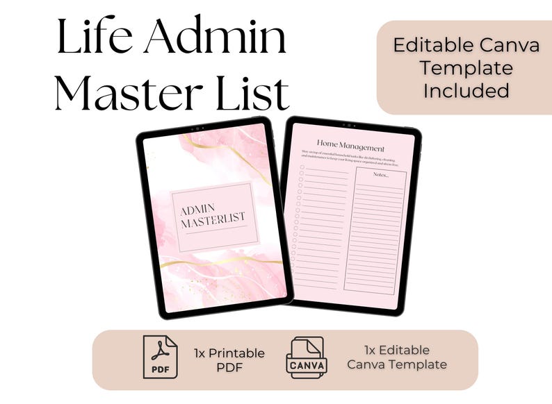 Life Admin Checklist: Editable Canva Template (digital Download ...
