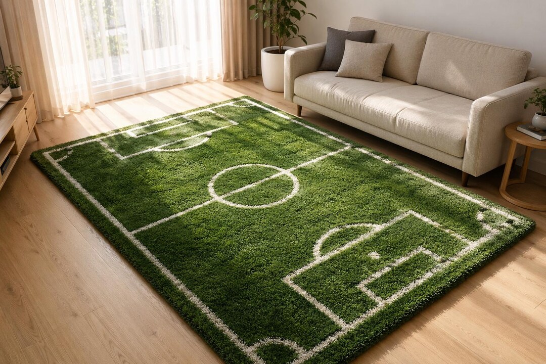 Hand-tufted Wool Soccer Field Rug: Sports Theme Area Carpet - Etsy