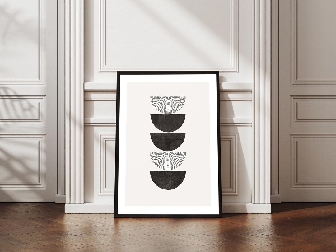 Rustic No1 Abstract Black Half-circles & Concentric Lines Modern ...