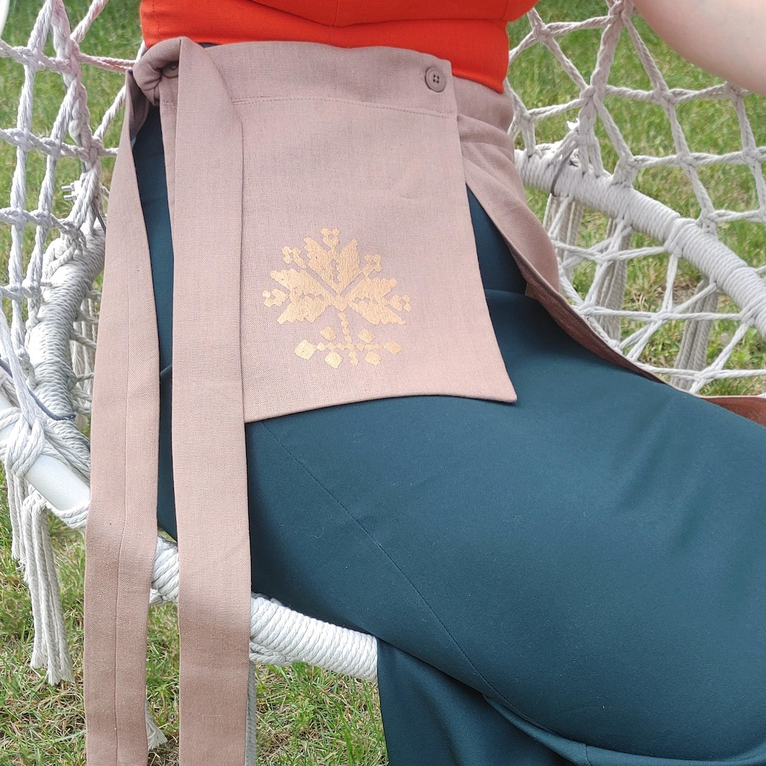 Ukrainian Ethnic Apron Skirt Zapaska, Linen Cotton Blend, Hand Block ...