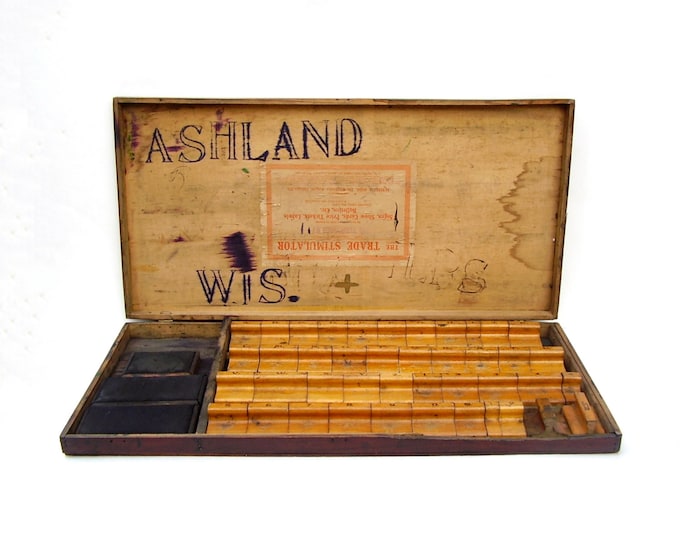 Antique Wooden Letter Stamp Set Wood Box Letterpress Tray - Etsy