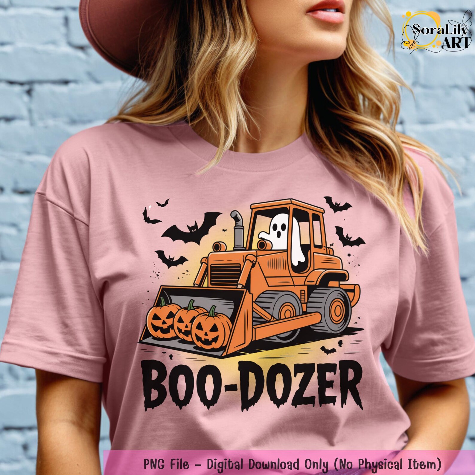 Boo-dozer Halloween PNG | Ghost Bulldozer Clipart With Pumpkins & Bats ...
