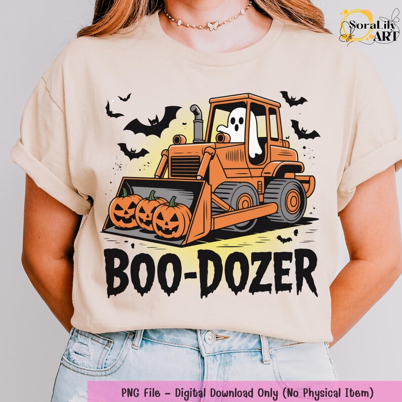 Boo-dozer Halloween PNG | Ghost Bulldozer Clipart With Pumpkins & Bats ...