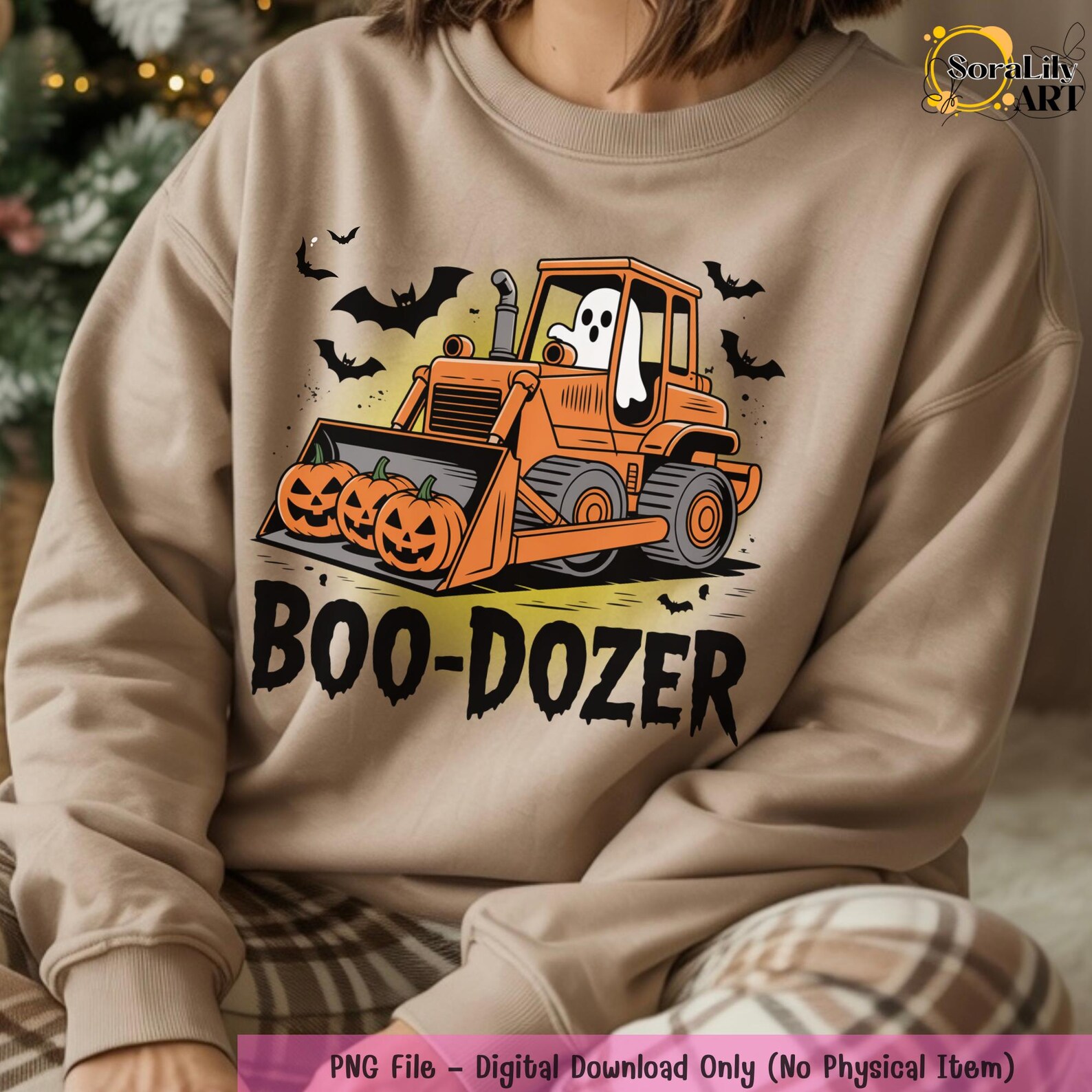 Boo-dozer Halloween PNG | Ghost Bulldozer Clipart With Pumpkins & Bats ...