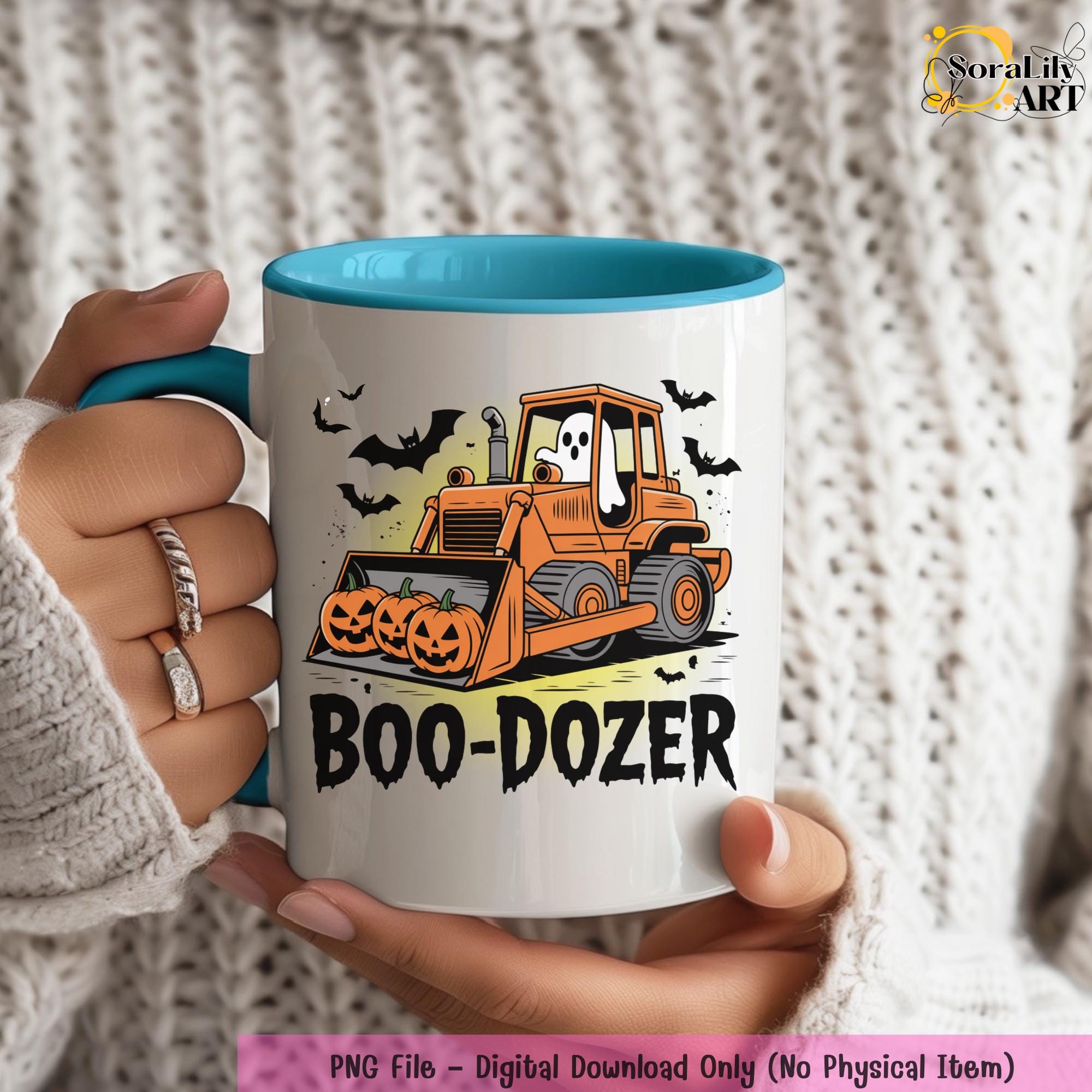 Boo-dozer Halloween PNG | Ghost Bulldozer Clipart With Pumpkins & Bats ...