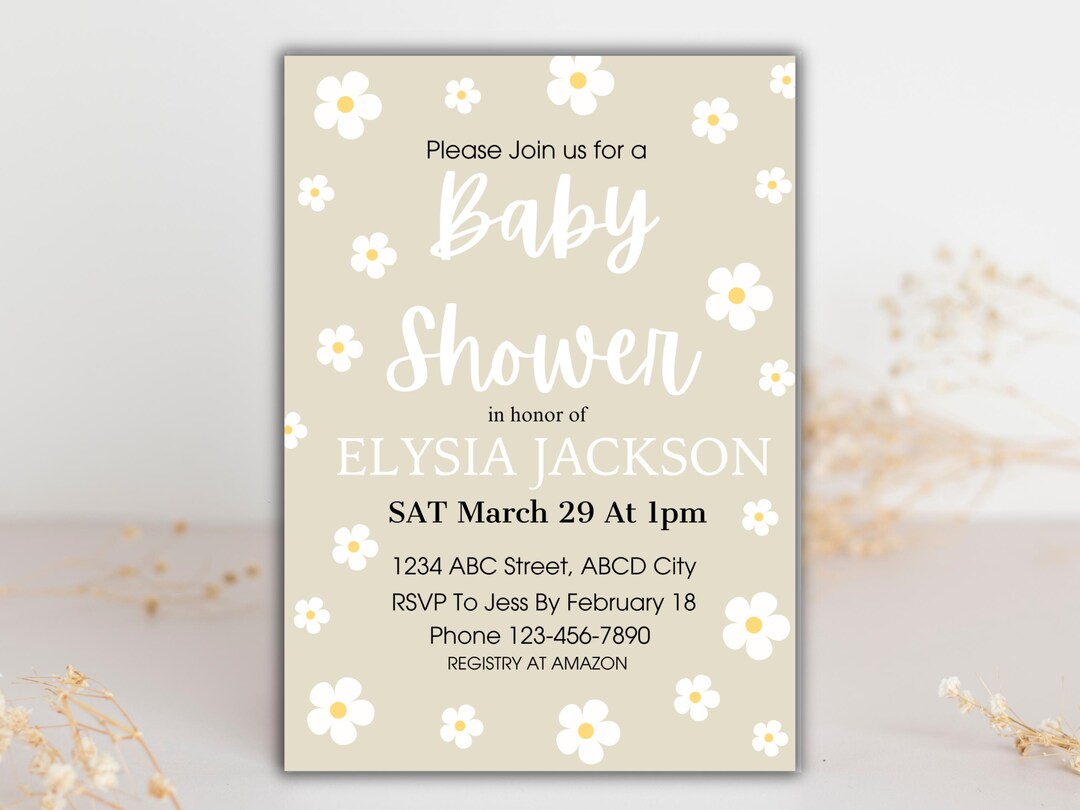 Tan Daisy Baby Shower Invite! - Etsy