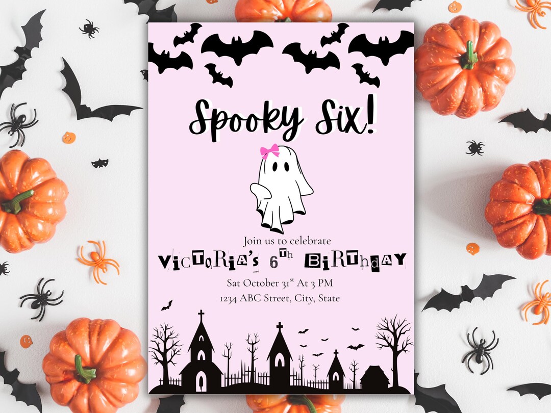 Spooky Six Invite! Girly Coquette Ghost Invite - Etsy