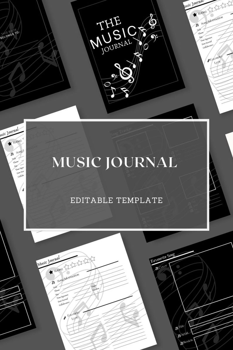 Editable Music Journal Template – Canva Song Tracker, Favorite Songs ...