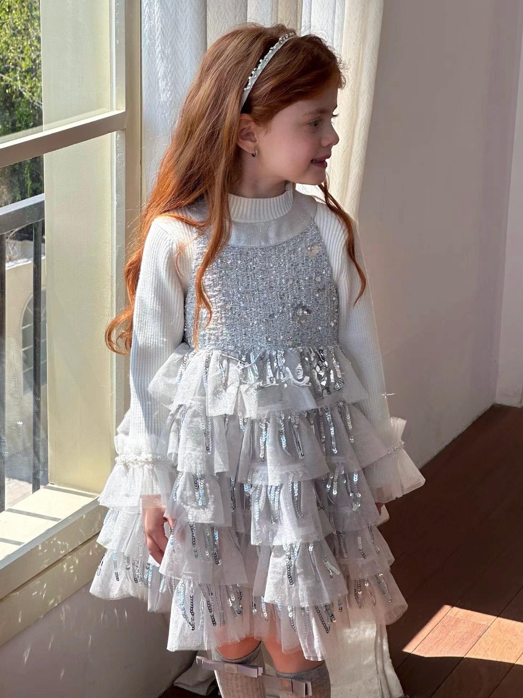 Silver Sparkle Party Dress for Girls - Etsy