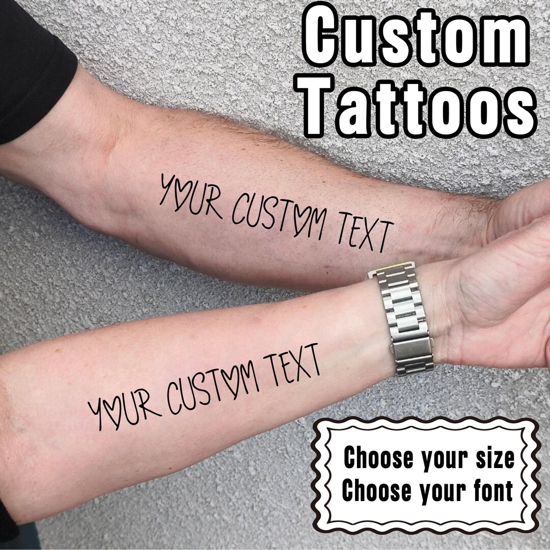 Custom Text Temporary Tattoo - Personalized Name Tattoo - Handwriting ...