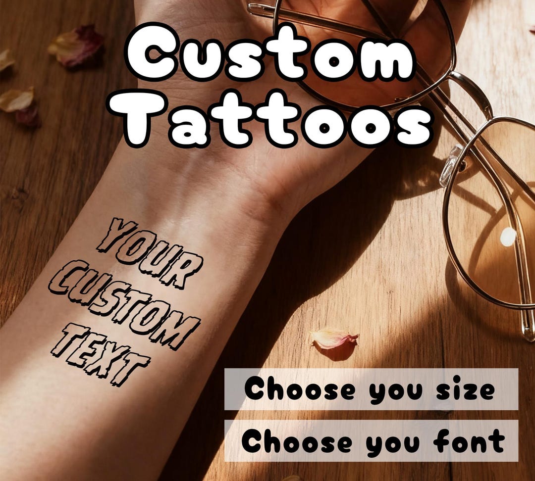 Custom Text Temporary Tattoo - Personalized Name Tattoo - Handwriting ...