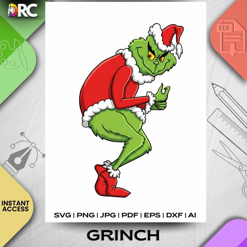 Full Body Grinch Clipart - Etsy