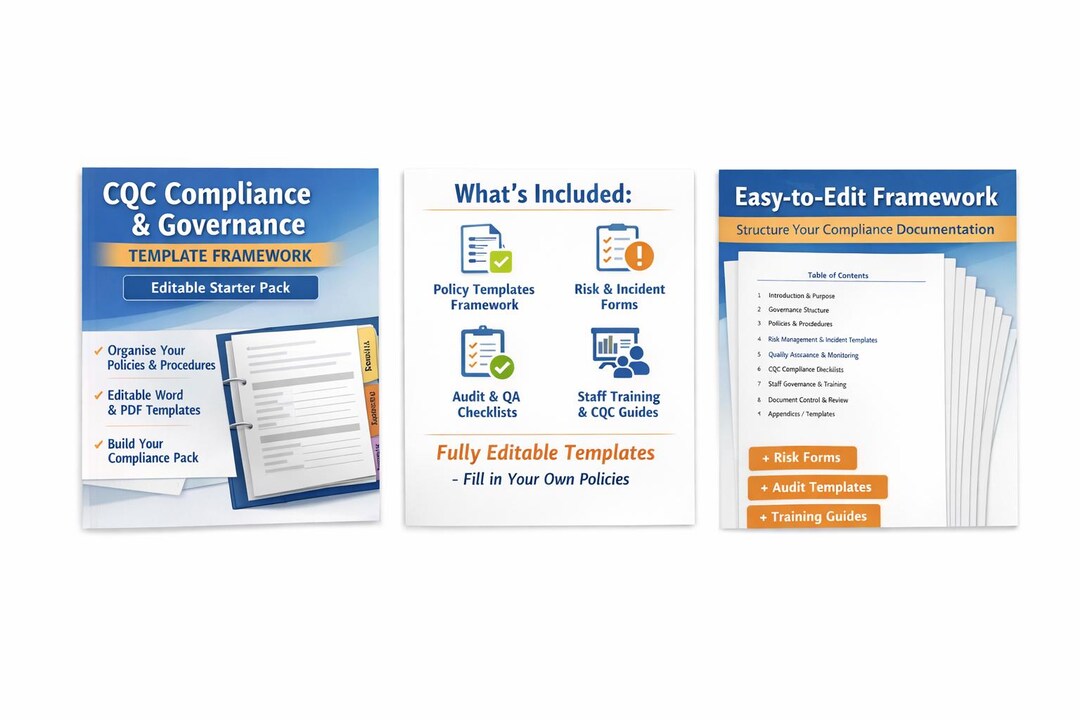 CQC Compliance & Governance Template Framework – Editable Starter Pack ...