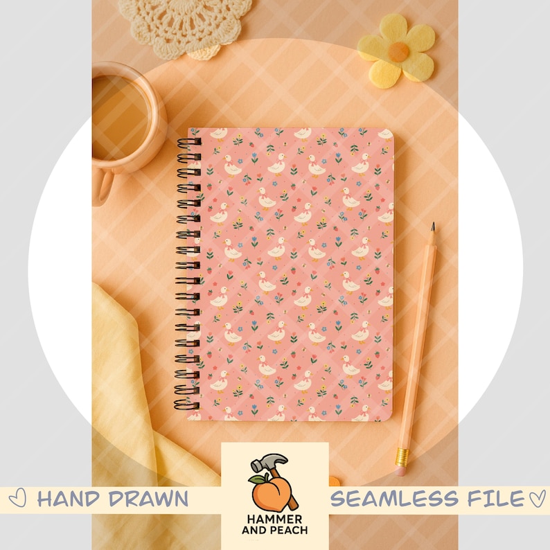 Strawberry Goose – Retro Pink Seamless Pattern – Digital Download (12”× ...