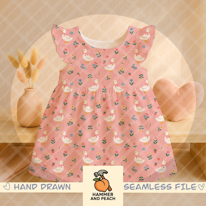 Strawberry Goose – Retro Pink Seamless Pattern – Digital Download (12”× ...