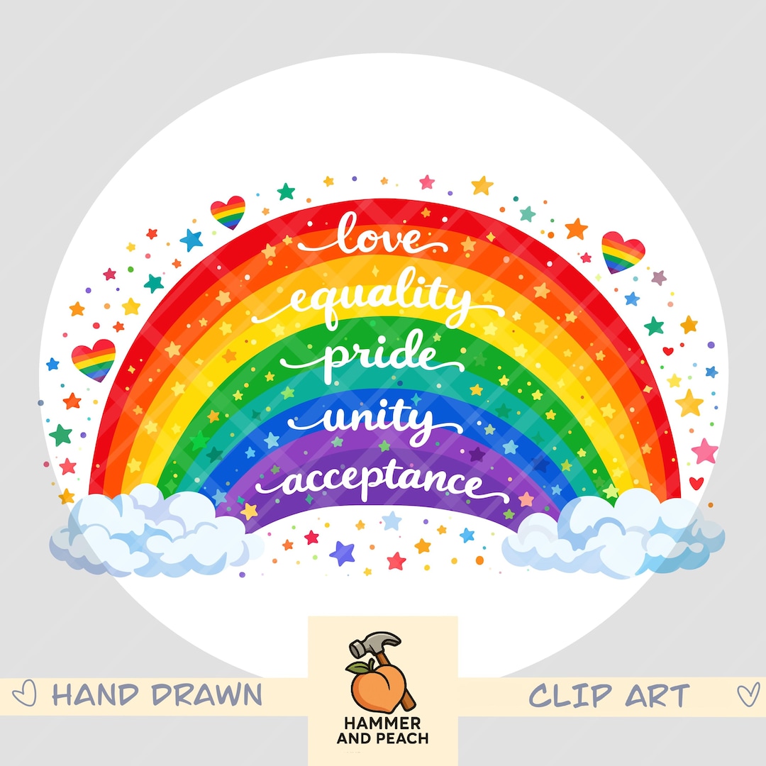 Pride Rainbow Clip Art – Inclusive LGBTQ+ Digital Graphics, Digital ...