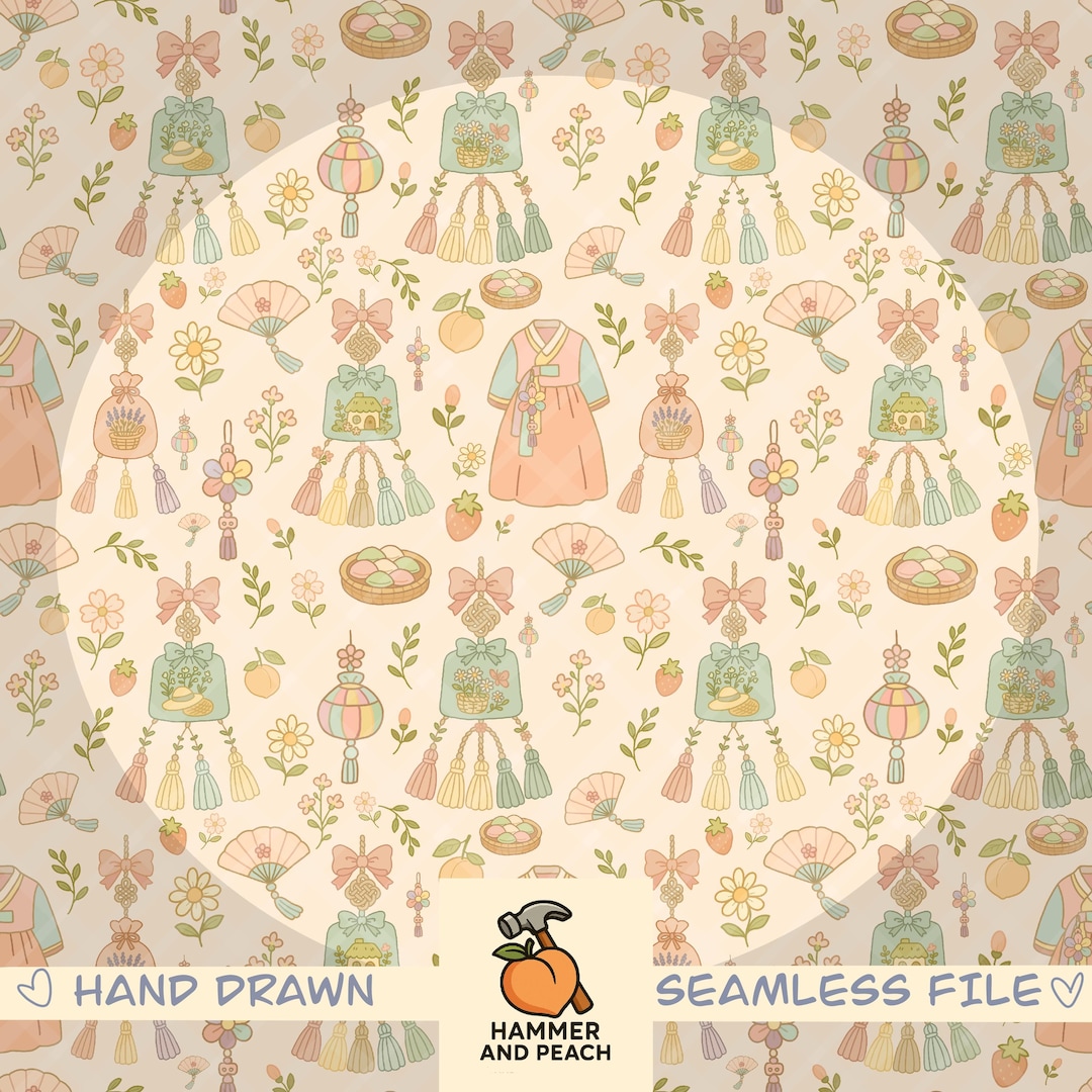 Korean Traditional Norigae & Hanbok Seamless Pattern | Cultural Digital ...