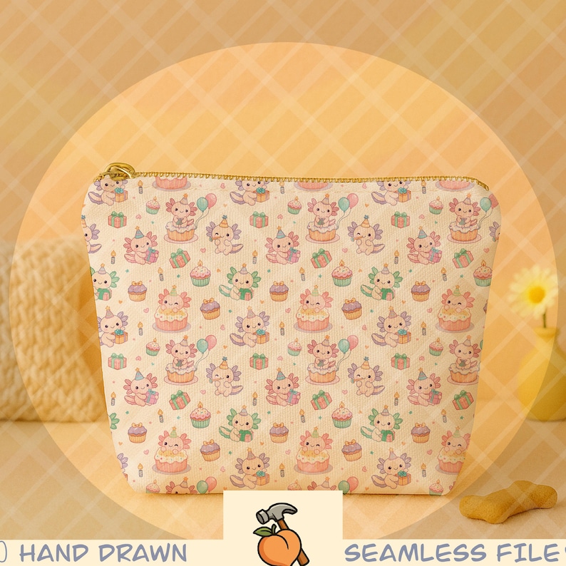 Birthday Axolotls Seamless Pattern | Digital Download PNG - Etsy