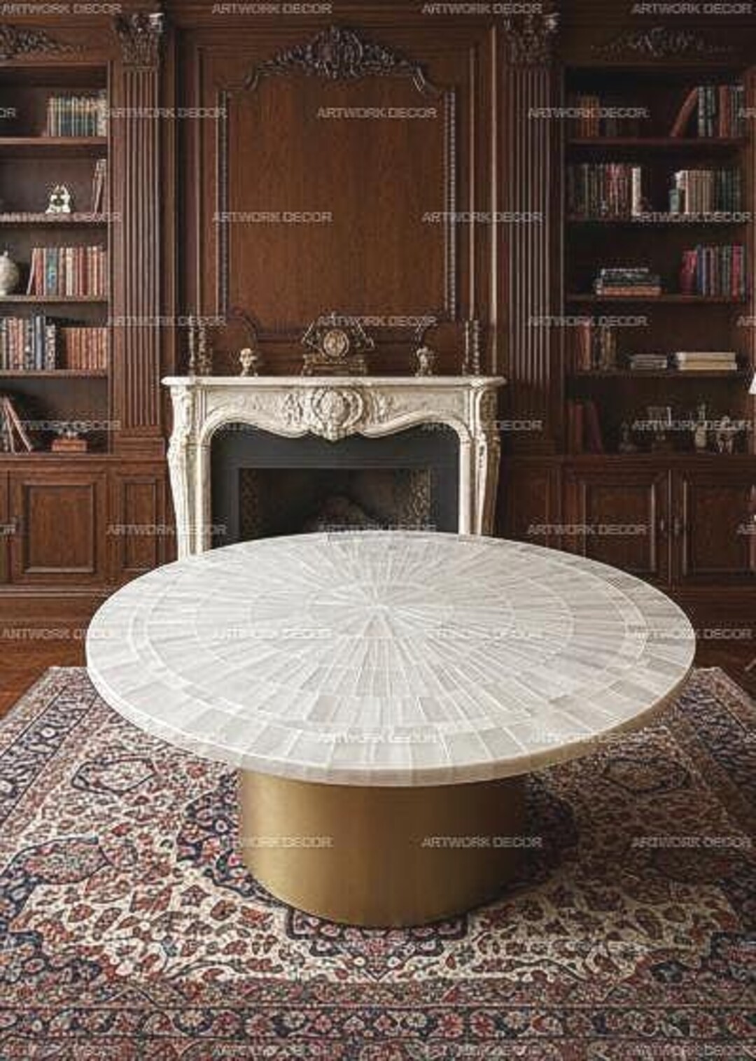 Handmade Selenite Stone Coffee Table, Round Selenite Gemstone Table Top ...
