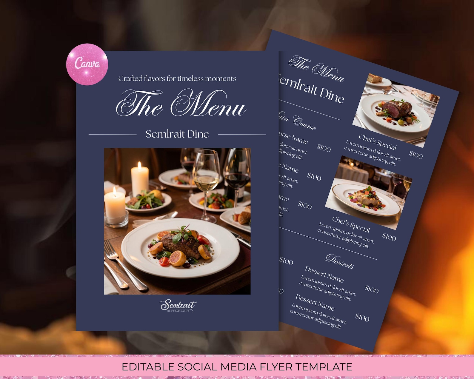 Elegant Fine Dining Menu Template, A4 Modern Restaurant (digital ...
