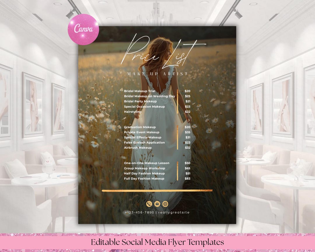 Makeup Artist Price List Template | Canva Editable Design - Etsy