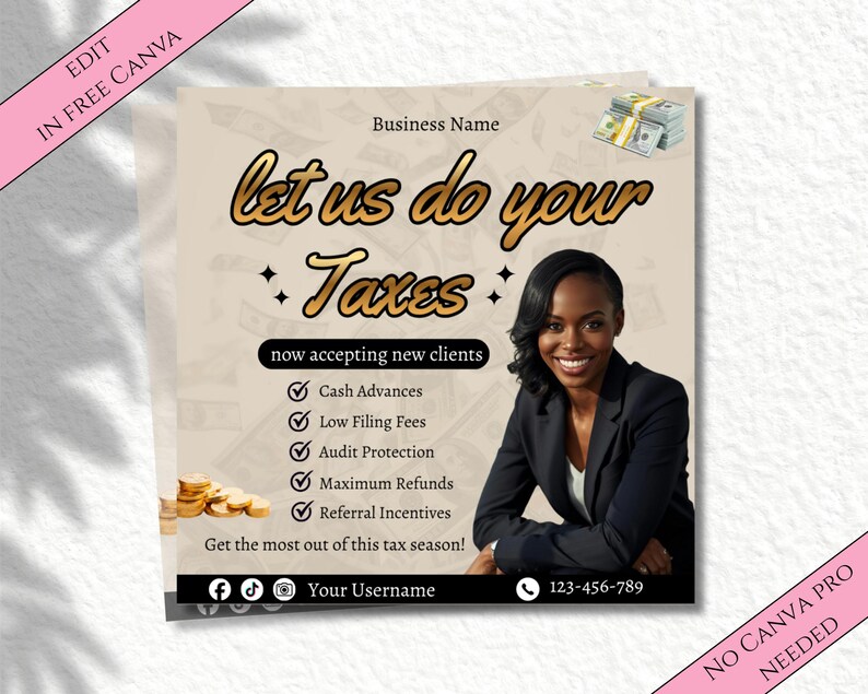 Tax Prep Flyer Template | Editable Canva Design - Etsy