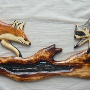Red Fox, Wood Carving ,chainsaw Carving, Log Cabin Decor, Wall Art ...