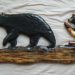 Black Bear, Wood Carving ,chainsaw Carving, Log Cabin Decor, Wall Art ...