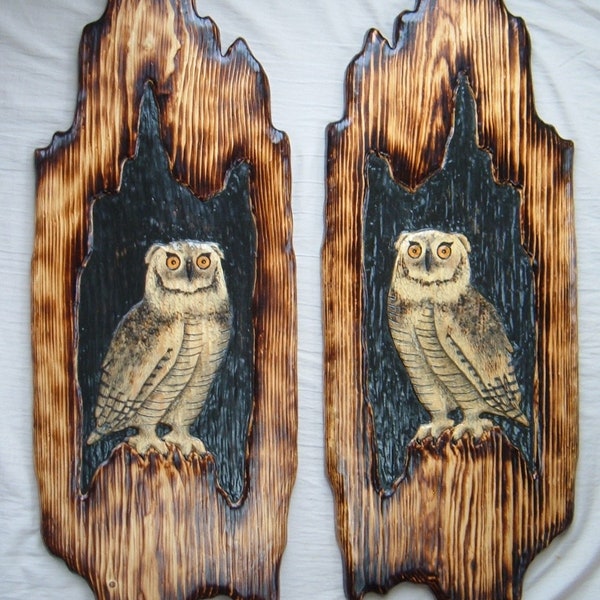 Owl on Log - Etsy