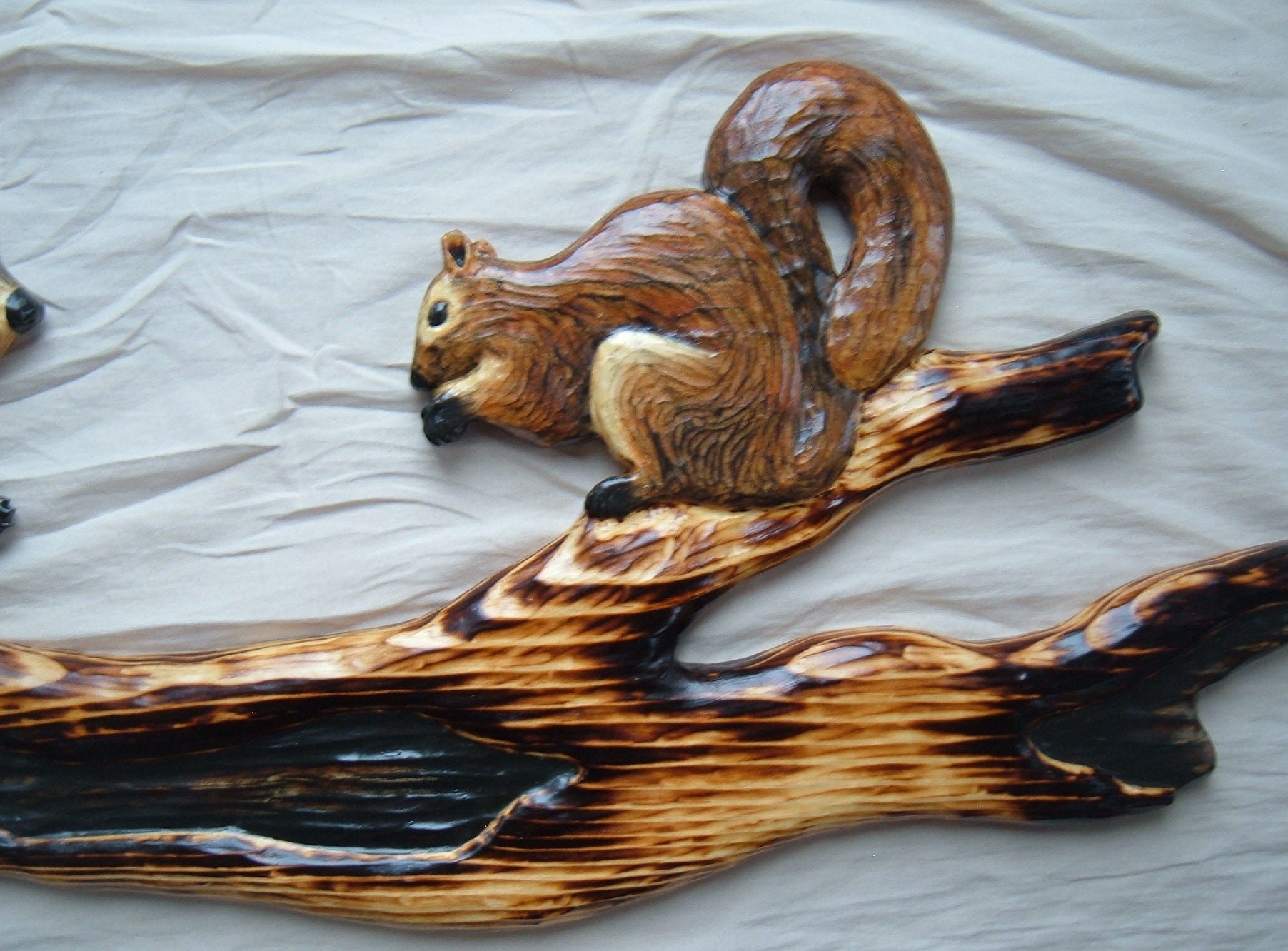 Chainsaw Carving Raccoon Fox Squirrel Wood Carving Log Cabin - Etsy