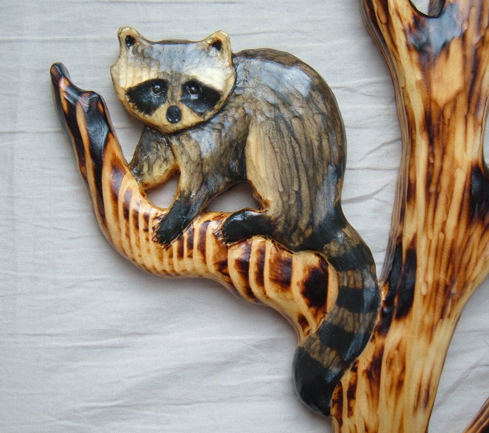 RED FOX & RACCOON Cub Wood Carving Chainsaw Carving Log - Etsy