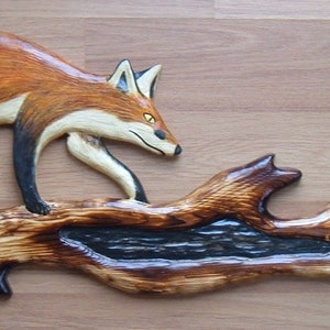 Red Fox, Wood Carving ,chainsaw Carving, Log Cabin Decor, Wall Art ...